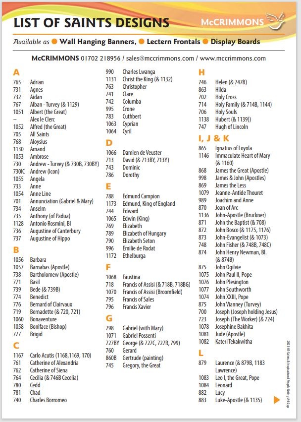 Saints Listing - FREE PDF download